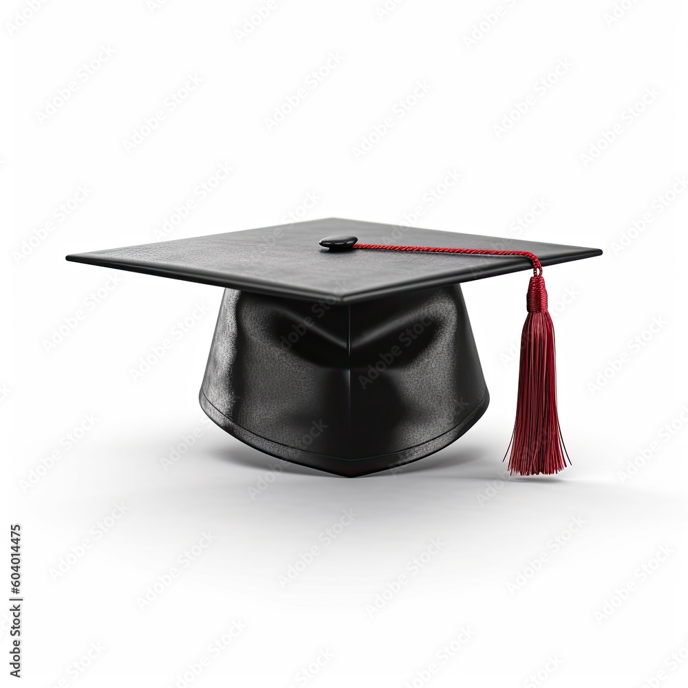 Black student hat,Graduation hat accessory on white background,AI ...