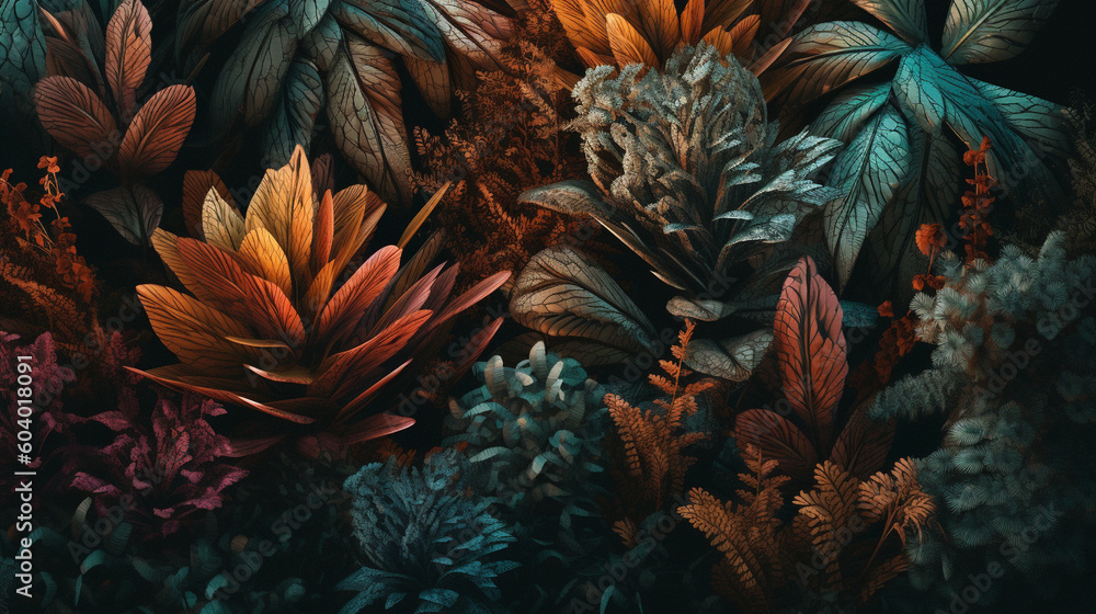 A stunning digital artwork featuring hyper-realistic plant textures ...