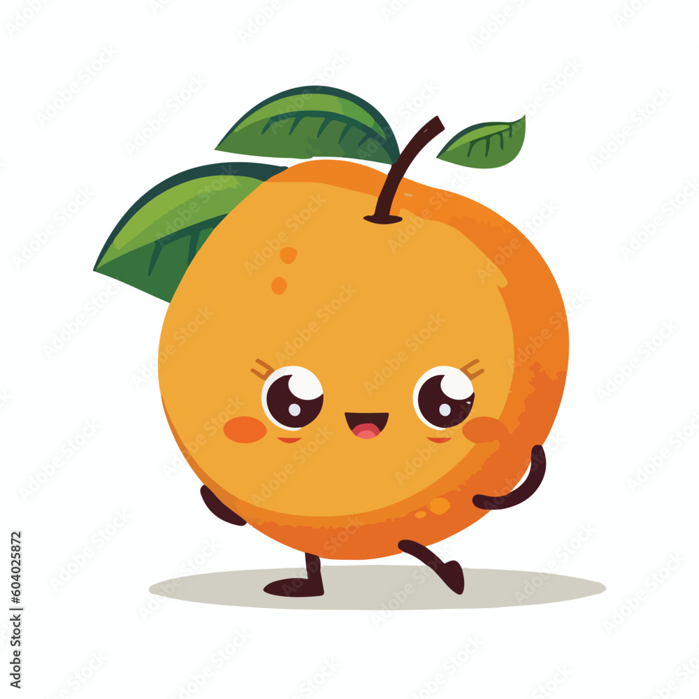 vector cute mandarin orange cartoon style Stock Vector | Adobe Stock