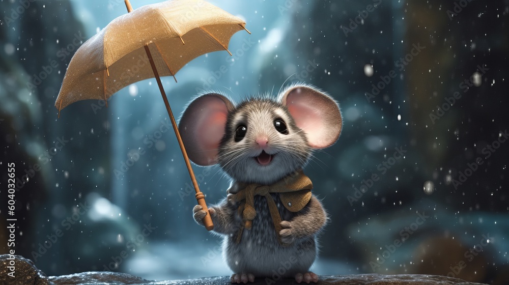 mouse in the night, Super cute mouse, cute, waterfall, snowfall, high ...