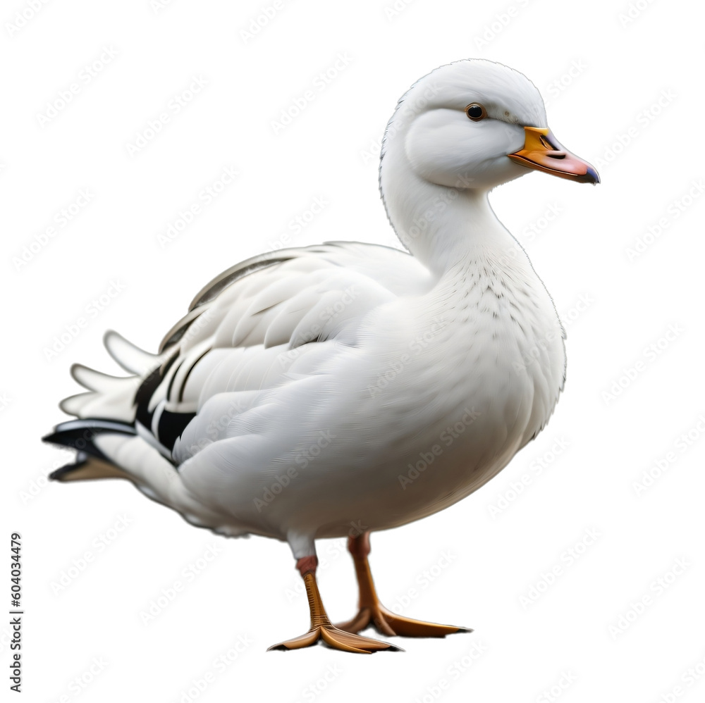 Beautiful white duck, isolated, transparent background, no background ...