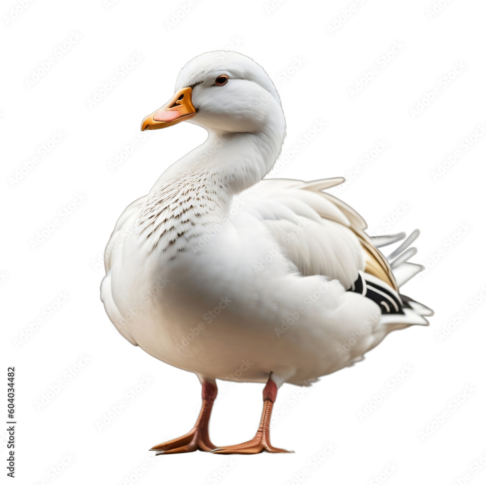 Beautiful white duck, isolated, transparent background, no background ...