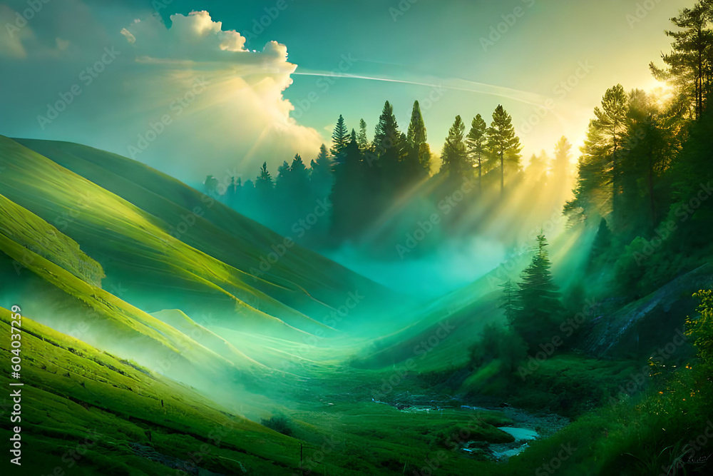 green planet concept - green tree in ptotecting shell with sunshine ...
