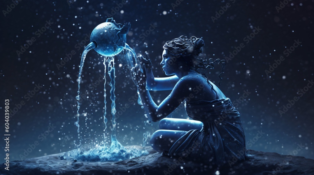 Aquarius Zodiac star sign wallpaper background illustration design ...