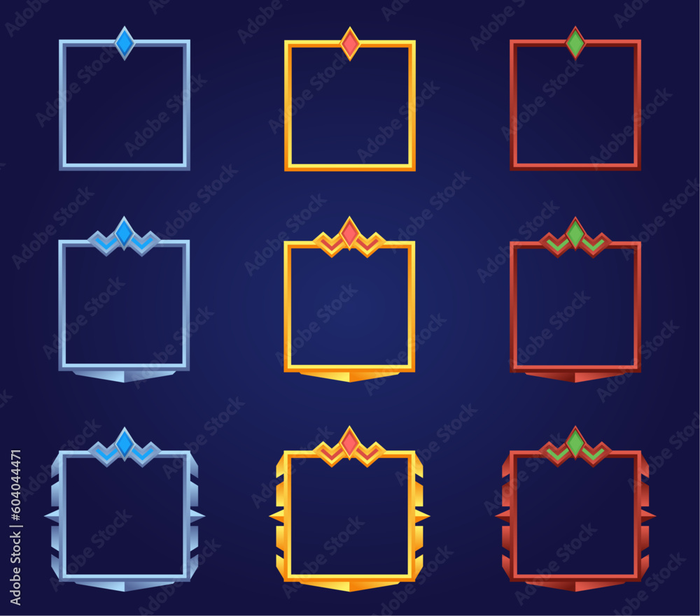 avatar border for games with ancient gem designs and silver gold and ...