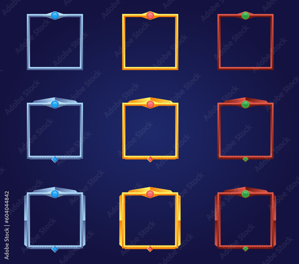 Vetor de simple avatar border for games with silver, gold and red ...