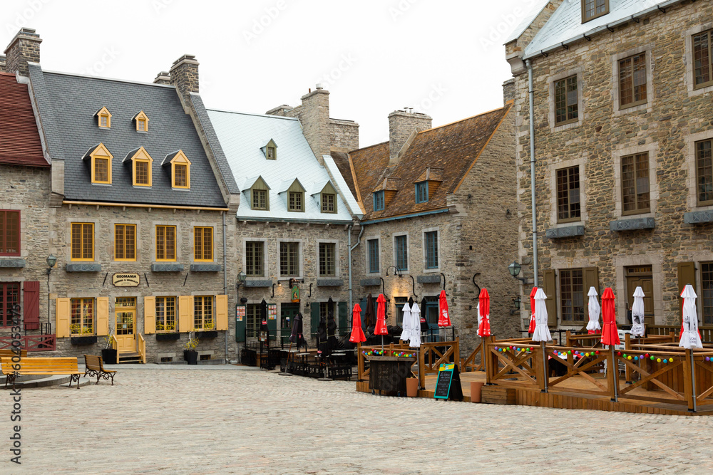 Quebec City, Quebec, Canada, Mai 19, 2023 - A corner of the famous ...