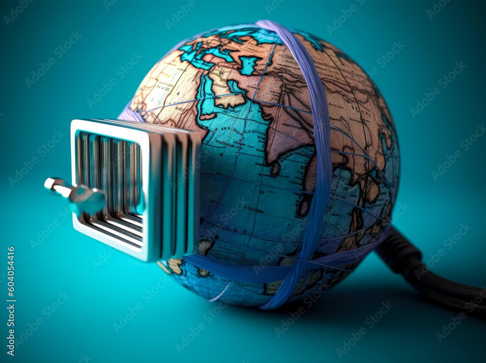 Ethernet cable connecting to earth, Ethernet cable with cable connector ...