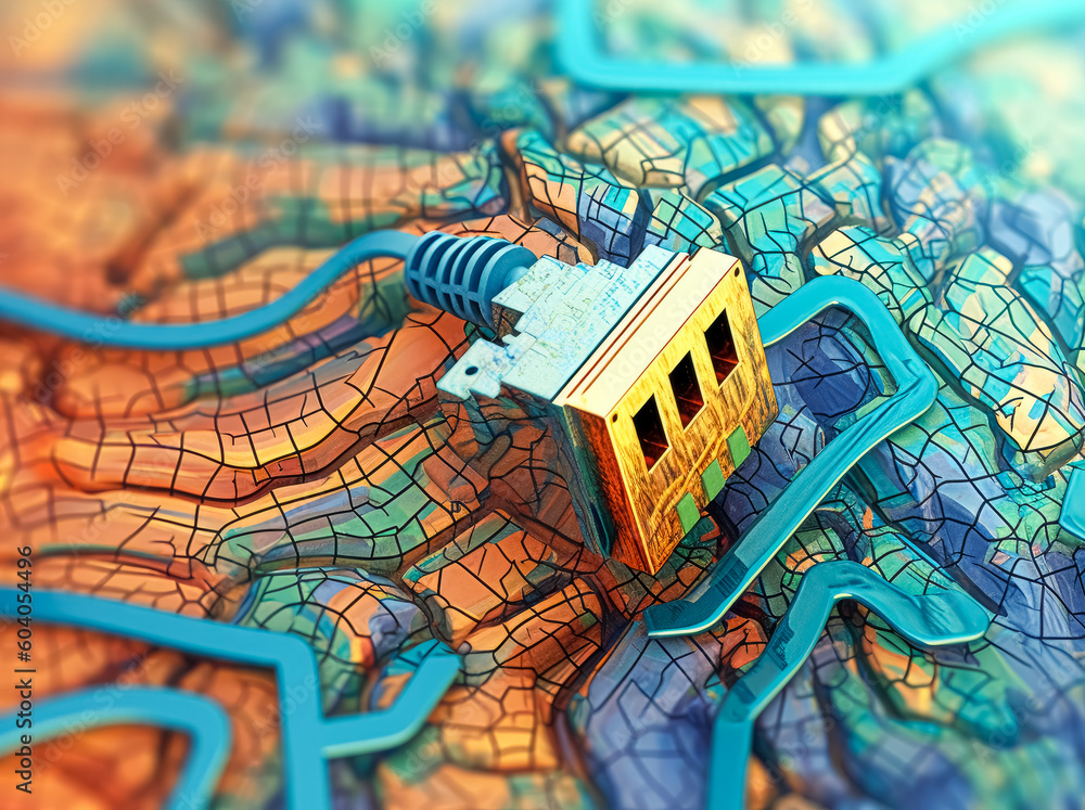 Ethernet cable connecting to earth, Ethernet cable with cable connector ...