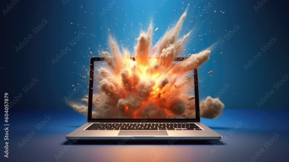 laptop with colorful smoke coming out of it, ai generative Stock ...