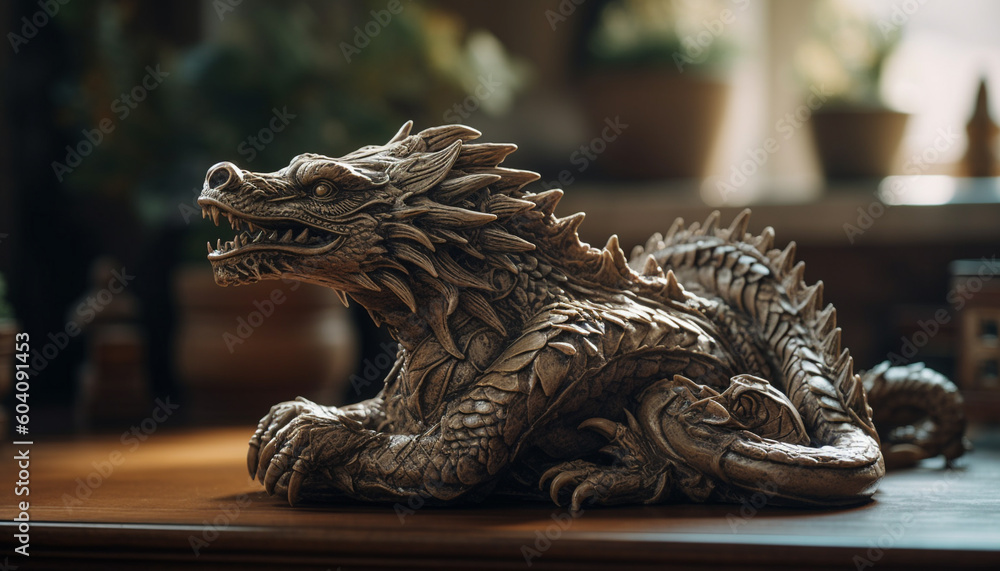 Ancient dragon sculpture, symbol of Chinese culture generated by AI ...
