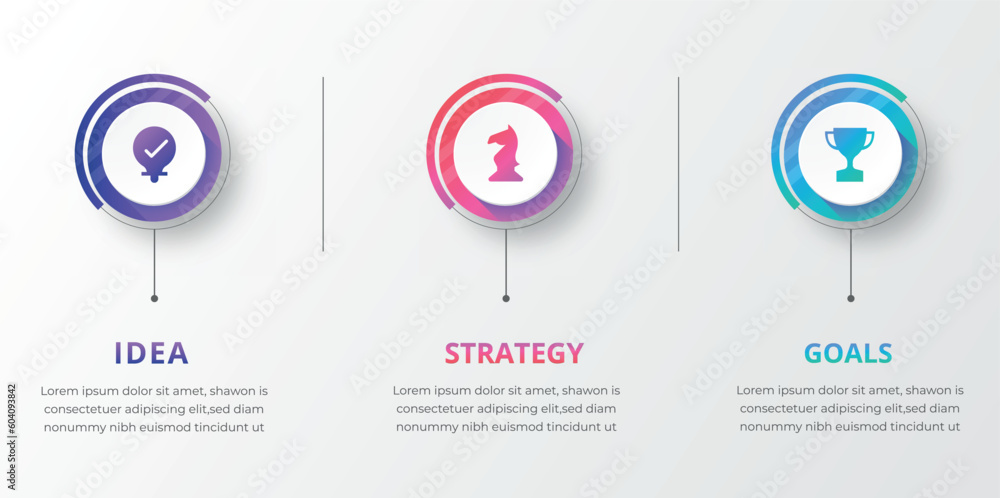 Infographic design template. Timeline concept with 3 steps with vector ...