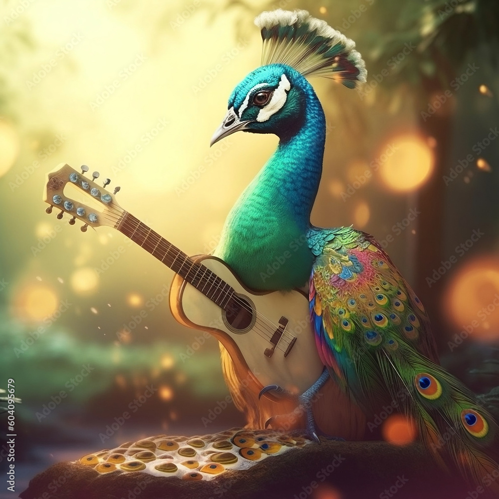 AI Generative photos of a mutilple of magical peacocks with enchanted ...