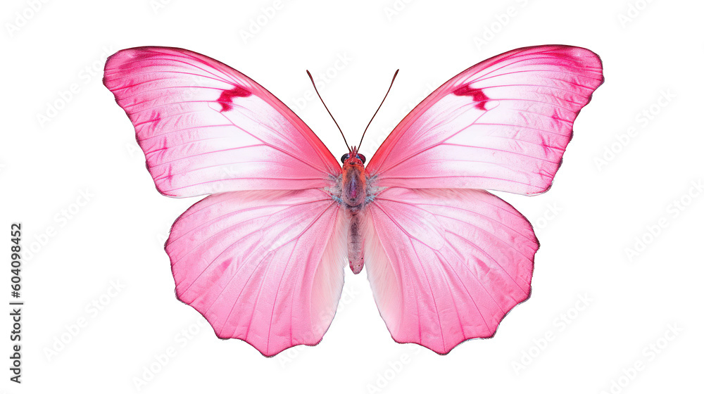Beautiful pink butterfly isolated on a white background. Generative AI ...