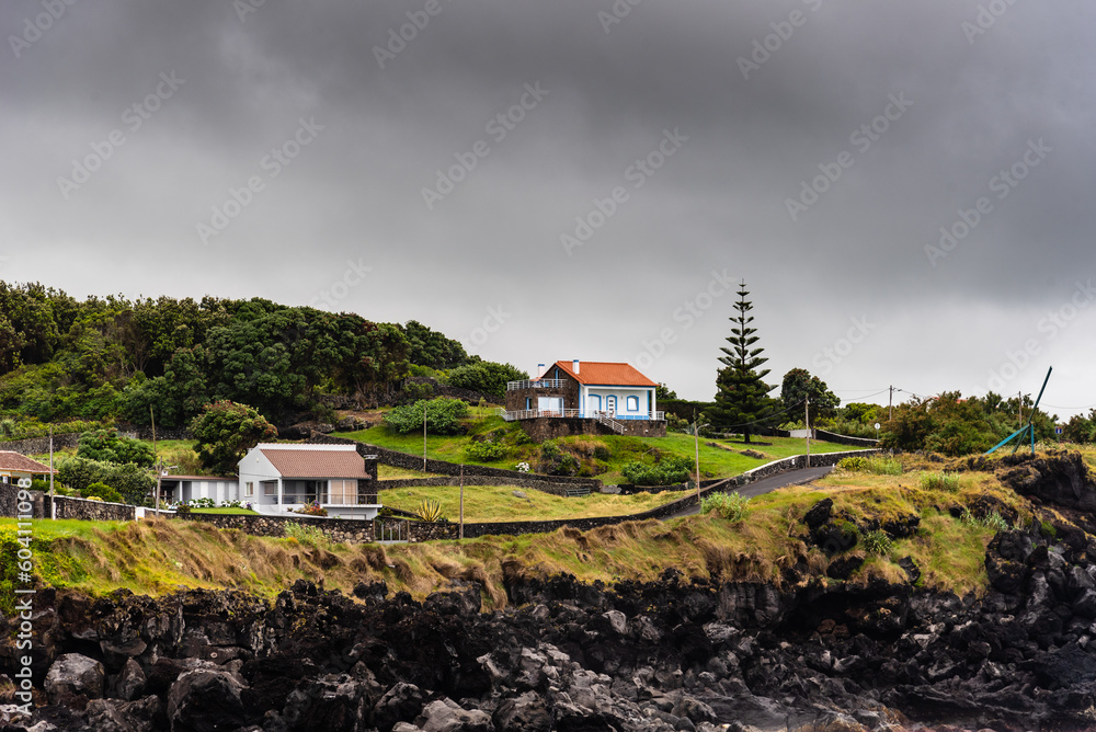 Traditional rural landscape in Terceira Island, Azores, a cloudy day of ...