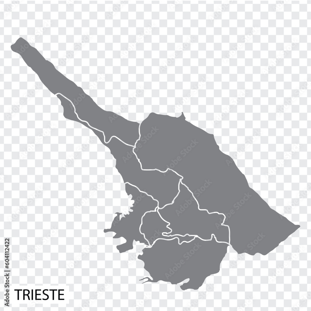 High Quality map of Trieste is a city in Italy, with borders of the ...