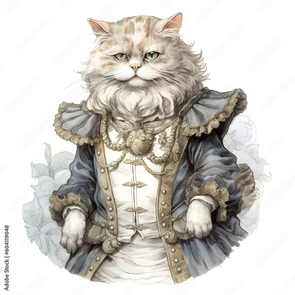 Gothic Fantasy Cat Watercolor Clipart Illustration, made with ...