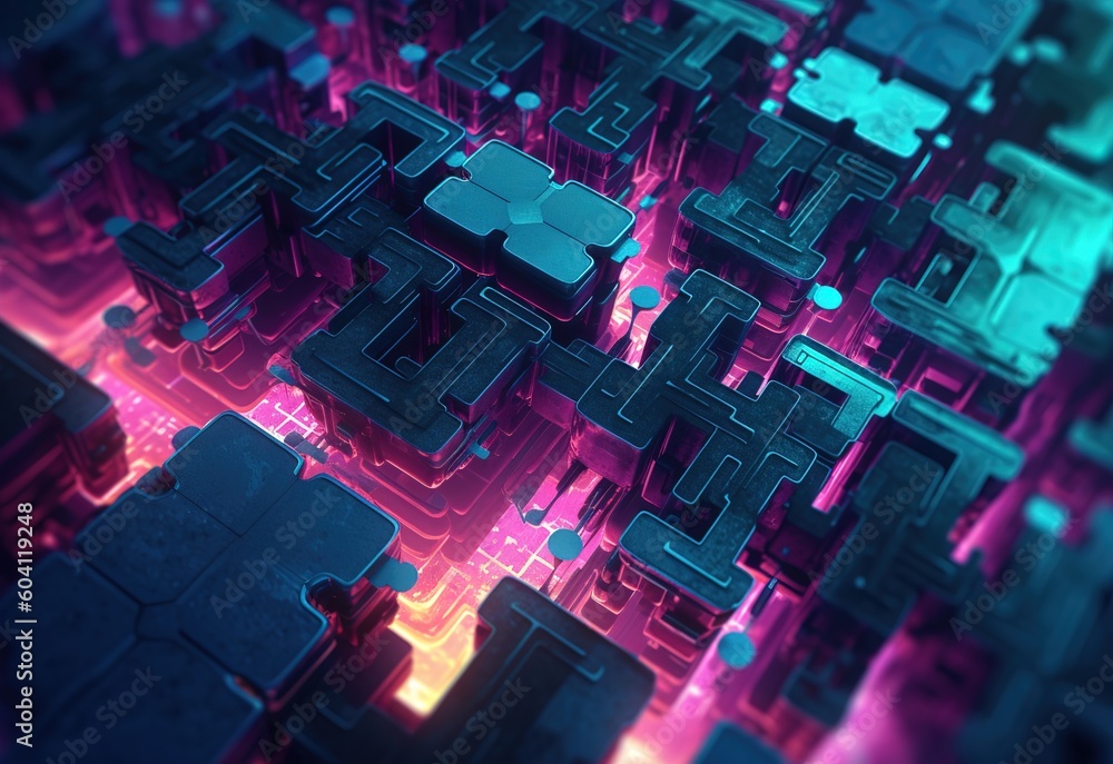 Futuristic data flow, data transfer technology. Cyberpunk, big data and ...