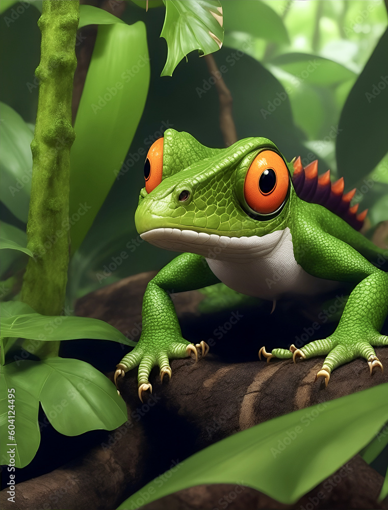 ultra realistic frog in the forest with orange eyes alive and looking ...