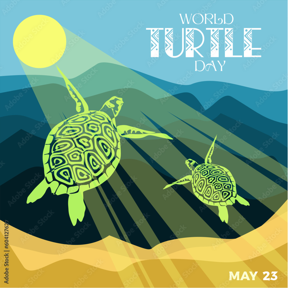 World Turtle Day on May 23. Turtle silhouette vector illustration for ...