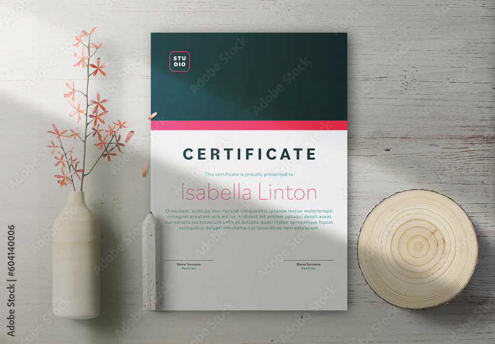 Vertical Certificate Layout Stock Template | Adobe Stock