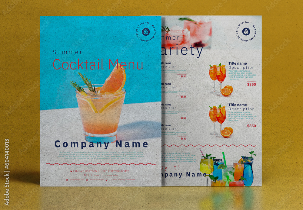 Cocktail Menu Layout Stock Template | Adobe Stock