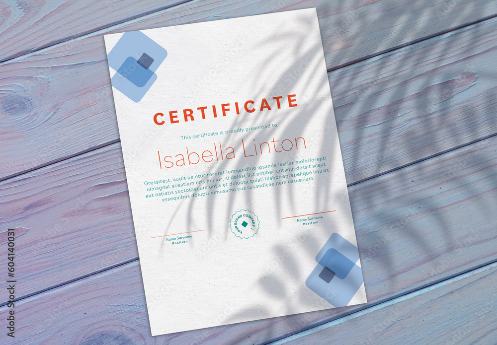 Vertical Certificate Layout Stock Template | Adobe Stock