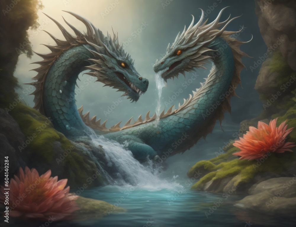 Sea dragon with nature fantasy created by ai generated tools Stock ...
