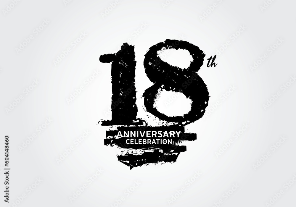 Vetor de 18 years anniversary celebration logotype black vector, 18th ...