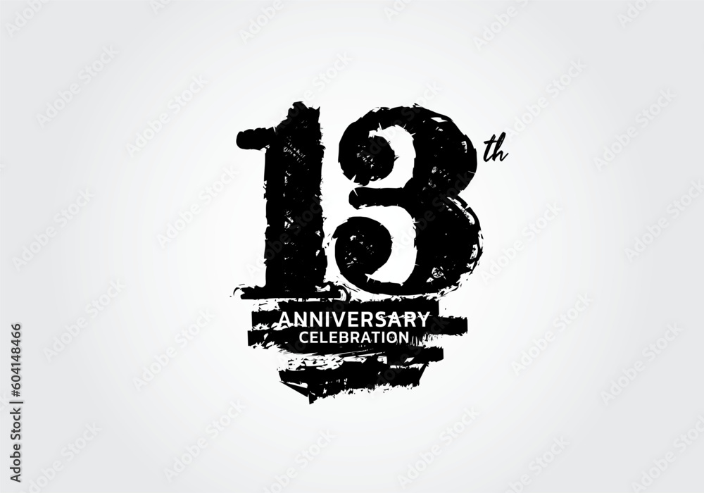 13 years anniversary celebration logotype black vector, 13th birthday ...