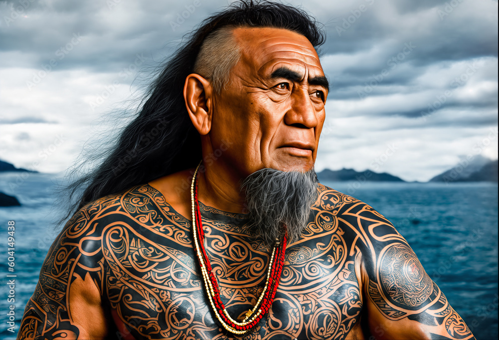 A Portrait of a Maori Elder. 素材庫插圖 | Adobe Stock