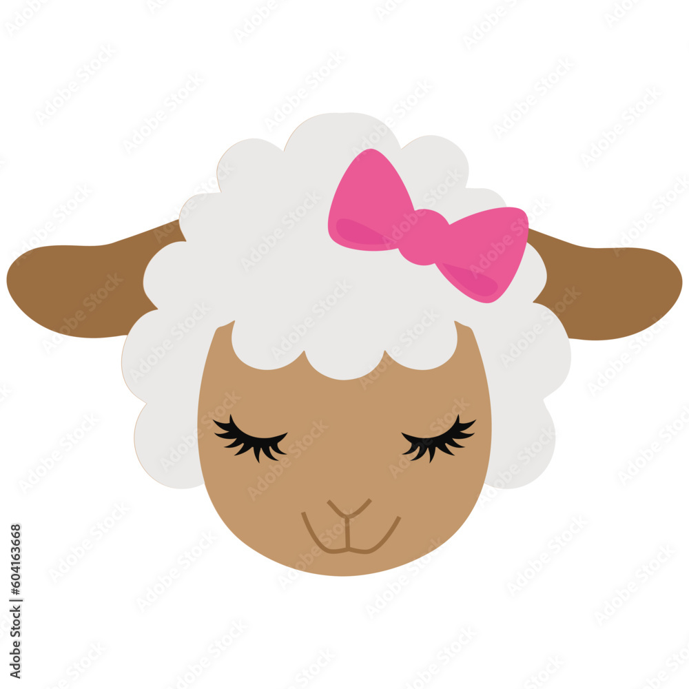 Cute little sheep face vector cartoon illustration Stock Vector | Adobe ...