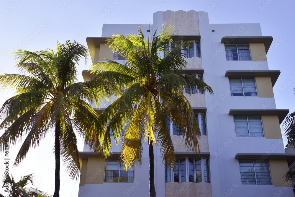 Miami, Florida, USA, facade of the buildings, Miami Beach streets ...