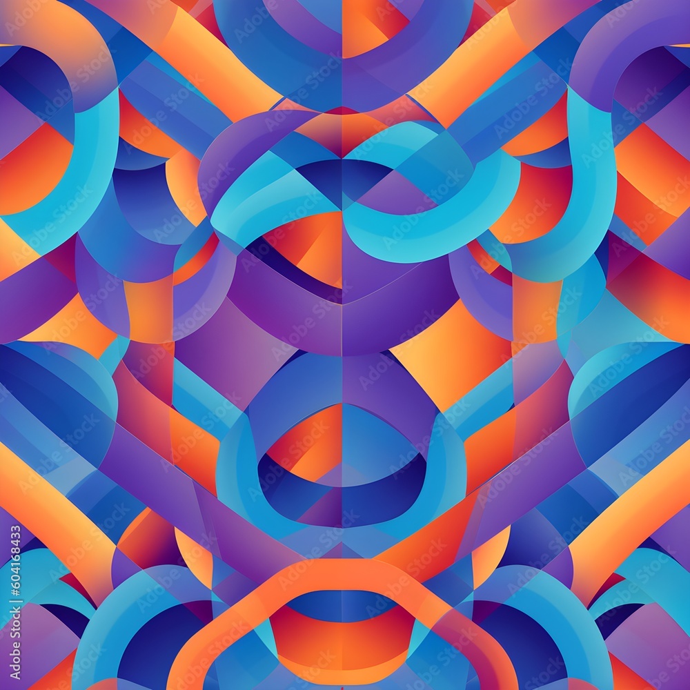 Design Pattern: Geometric. Interlocking geometric shapes in vibrant ...