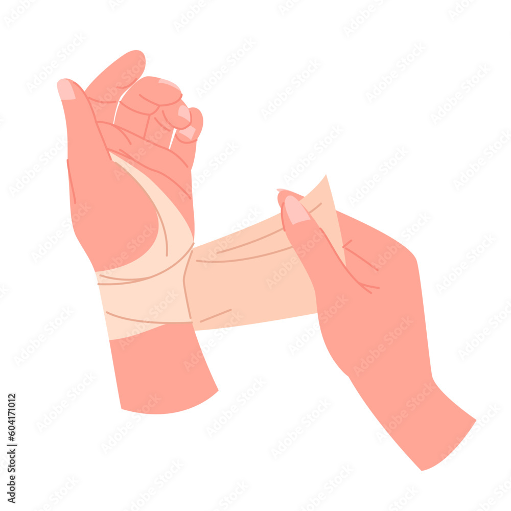 Vektorová grafika „Hands apply elastic bandage on arm infographic ...