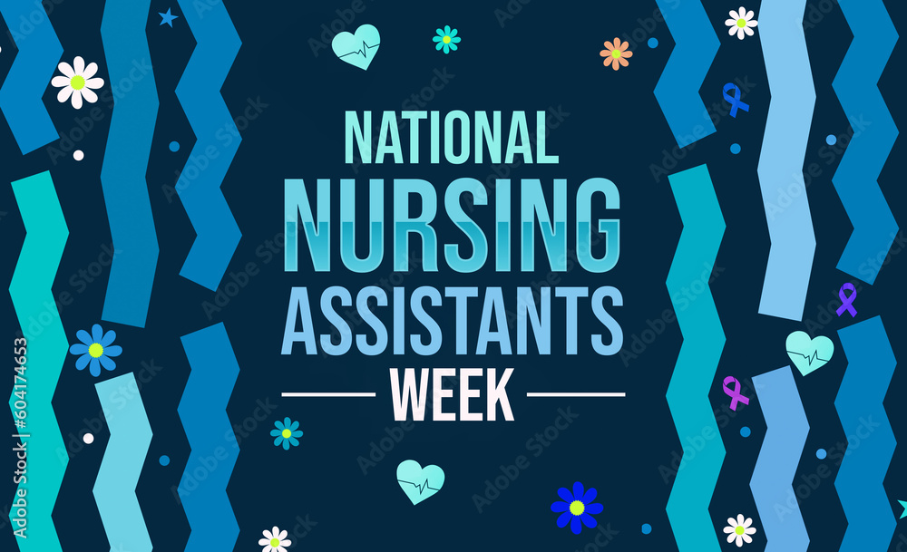 National Nursing Assistants Week background with colorful typography ...