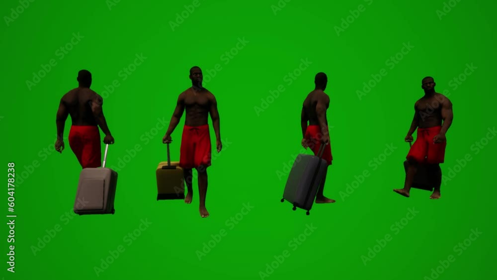 3d black lifeboat on green screen walking and shopping and talking on ...