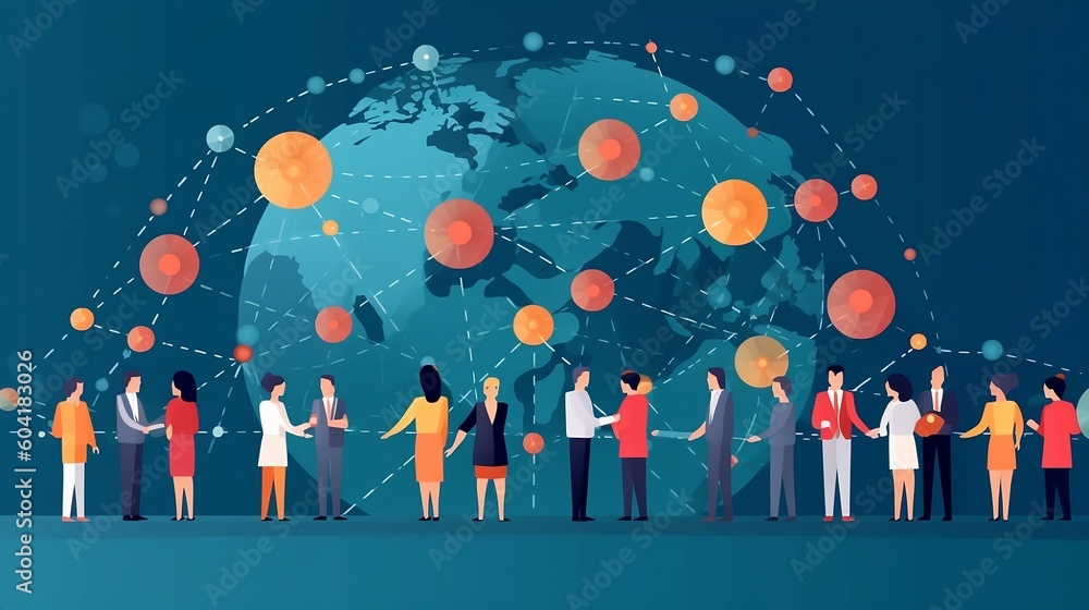 Flat concept art showing the connections between worlds Generative AI ...