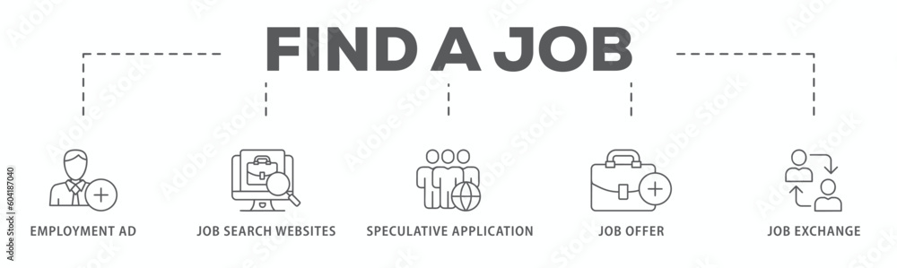 Find a job banner web icon vector illustration concept with icon of ...