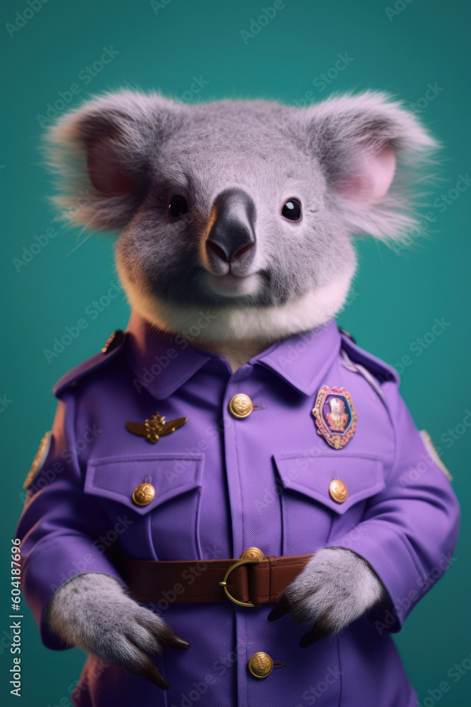 An anthropomorphic koala dressed as police officer hyper-realistic ...