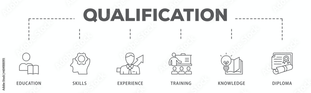 Qualification banner web icon vector illustration concept for employee ...