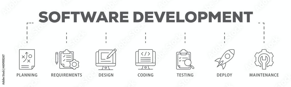 Software development life cycle banner web icon vector illustration ...