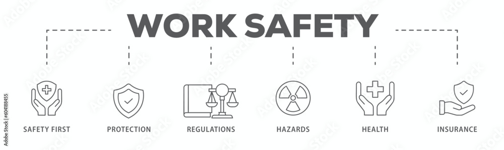 Work safety banner web icon vector illustration for occupational safety ...