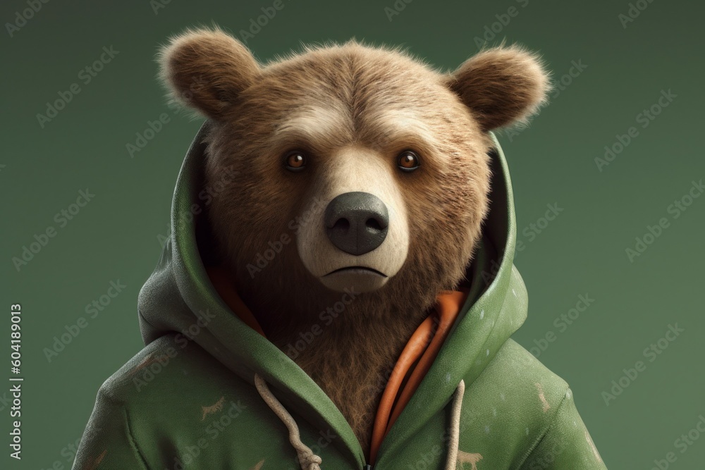 Anthropomorphic bear dressed in human clothing. humanized animal ...