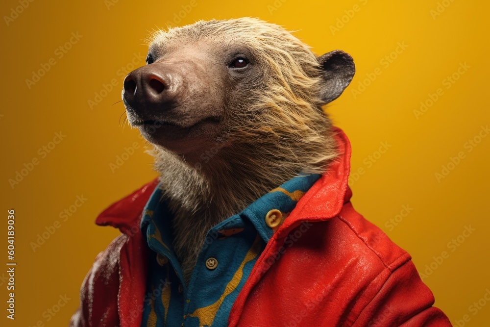 Anthropomorphic honey badger dressed in human clothing. Humanized ...