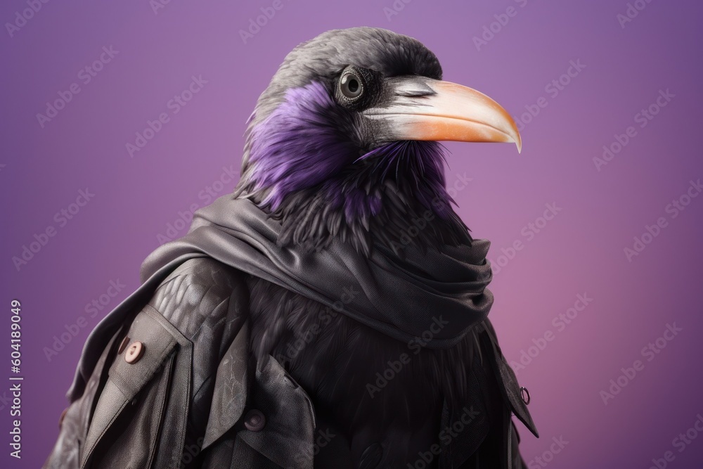 Anthropomorphic Black Crow dressed in human clothing. humanized animal ...