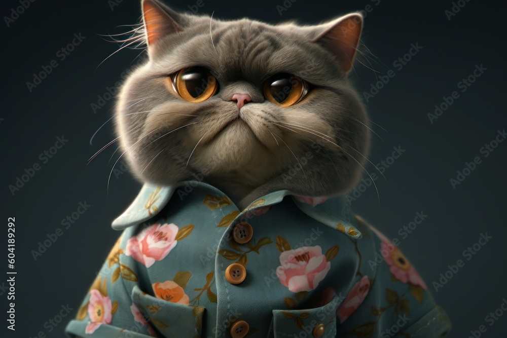 Anthropomorphic cat Scottish fold dressed in human clothing. humanized ...