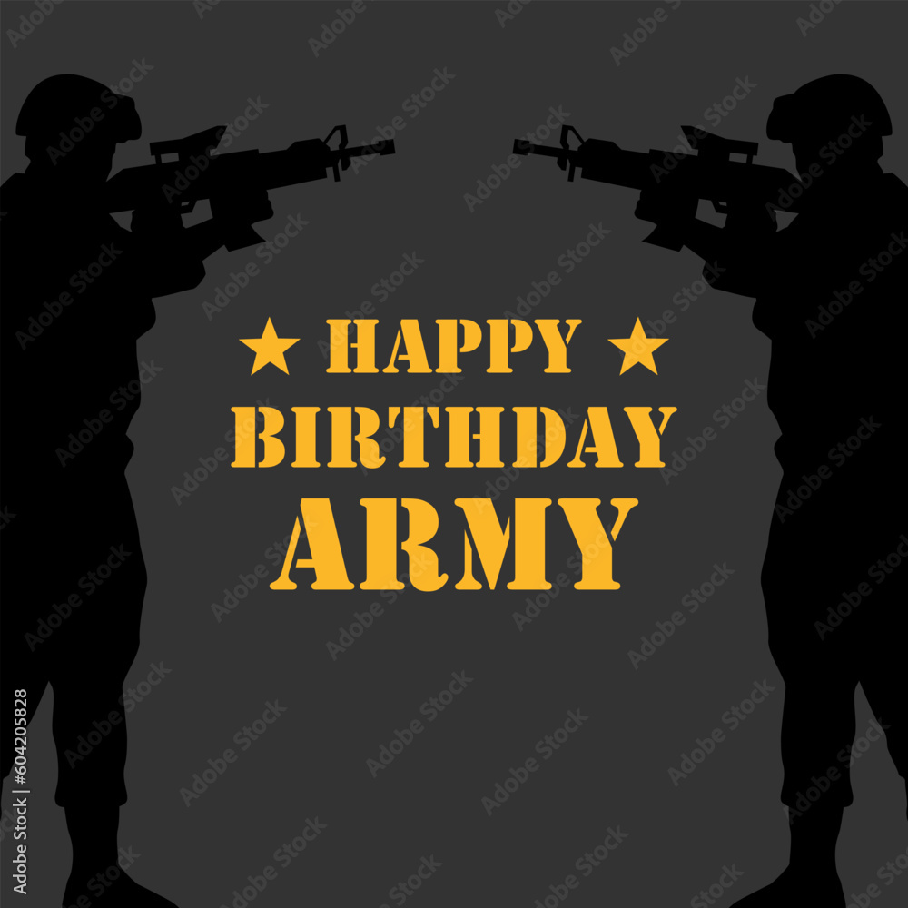 happy birthday army slogan, typography graphic design, vector ...