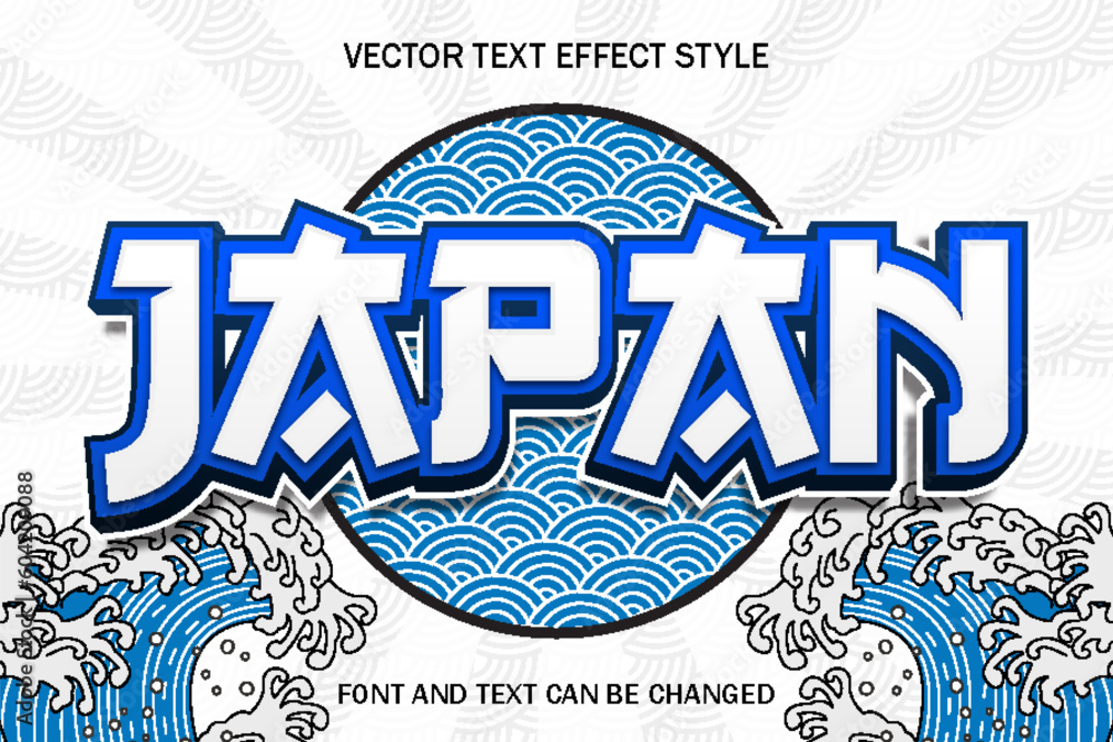 japan wave font typography editable text effect japanese style ...
