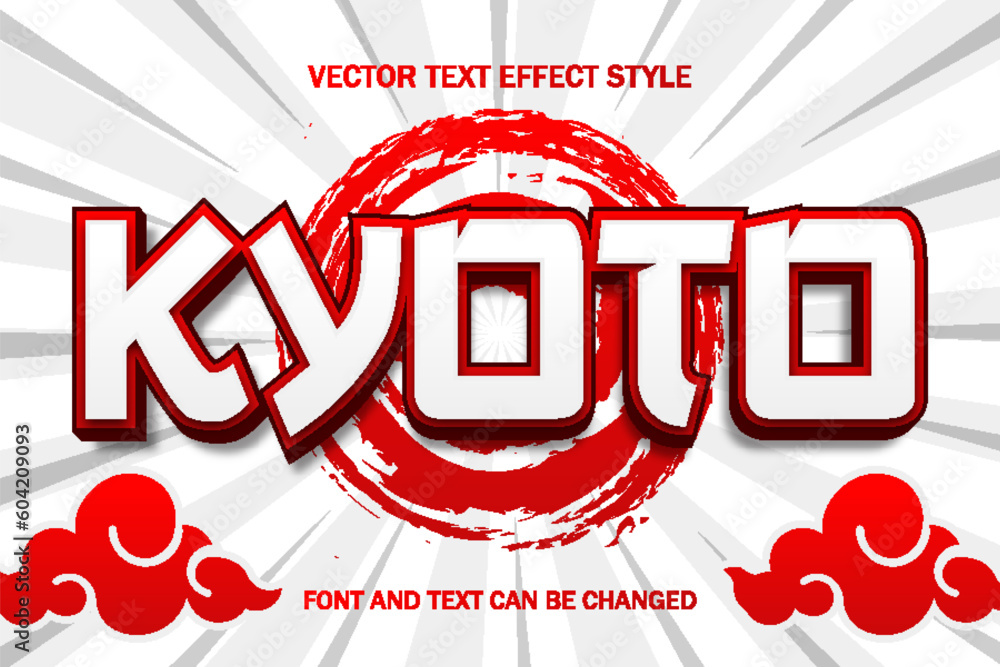 kyoto japan style font typography 3d editable text effect style ...